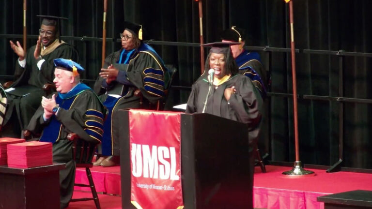Riisa Rawlins, interim RHC CEO, delivers UMSL fall 2023 commencement ...